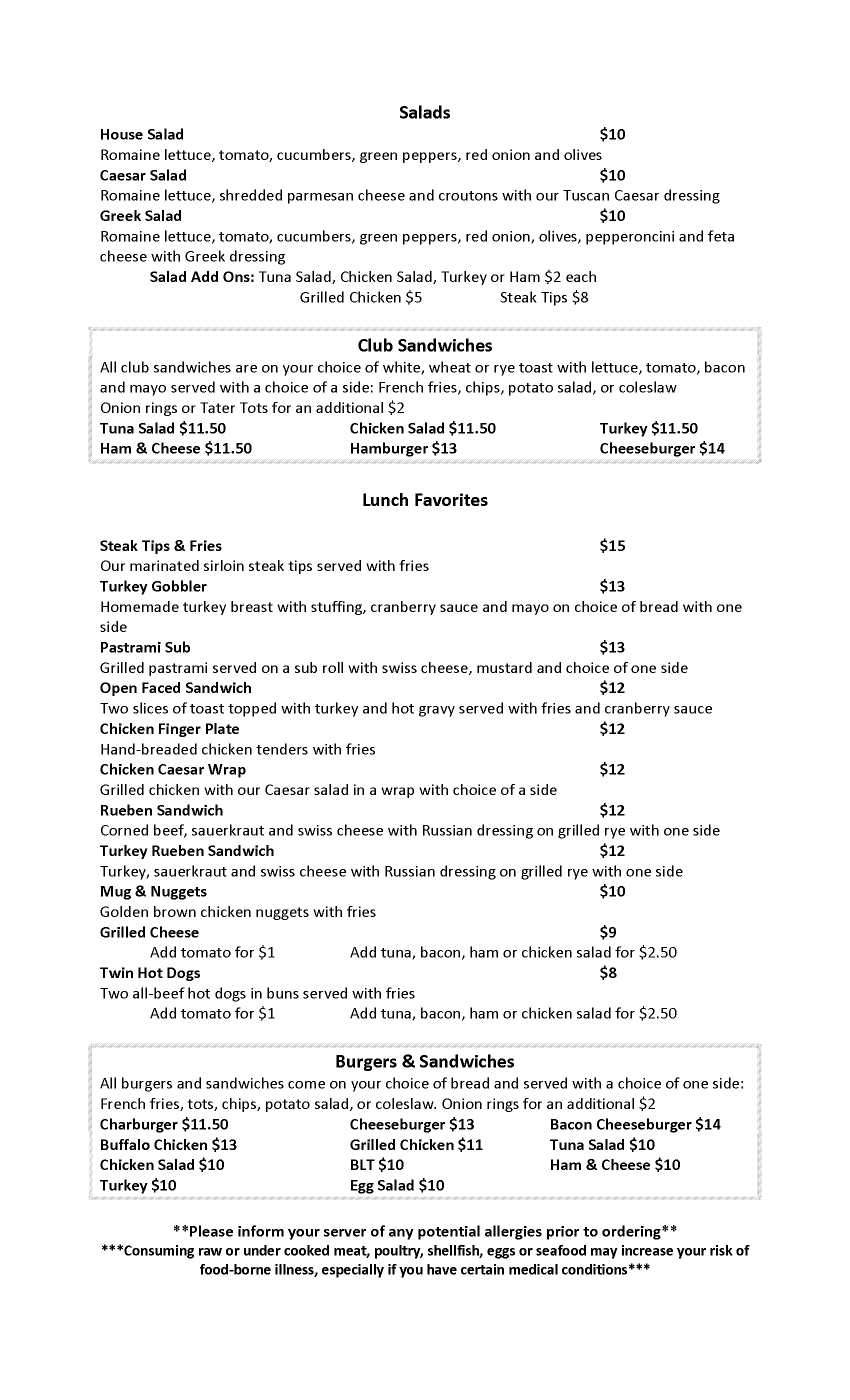 Lunch – The Mug Restaurant